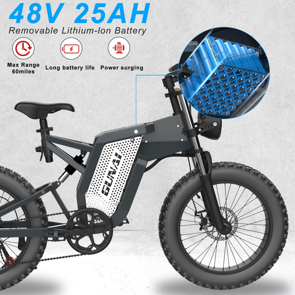 In Stock GUNAI MX25 1000W 20Inch Off-road Fat Tire Moutain Electric Bi